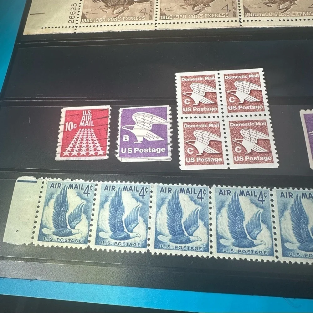 USPS | Other | 55 Vintage Us Airmail Stamp Lot Pony Express Blocks ...